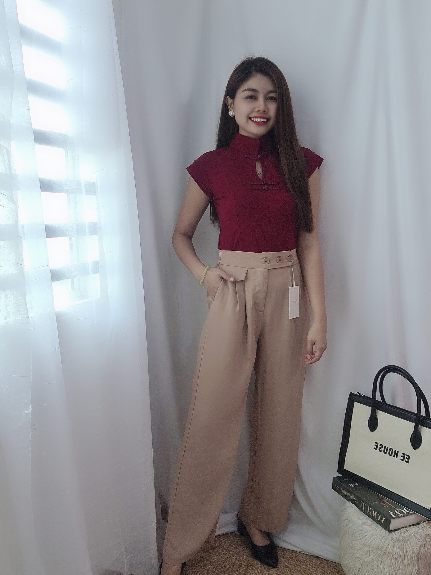 独家定制旗袍高领上衣 (E4856) - EE House Fashion